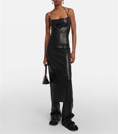 Leather Midi Dress In Black The Attico Mytheresa