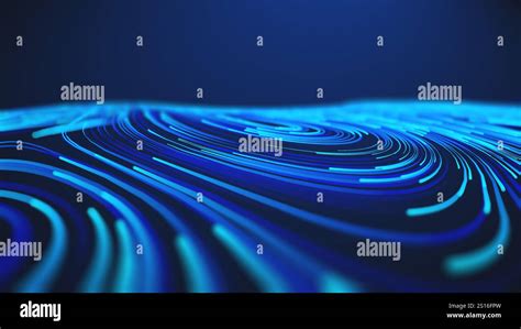 Dynamic Flowing Blue Lines Representing Abstract Futuristic Data Processing And Visualization