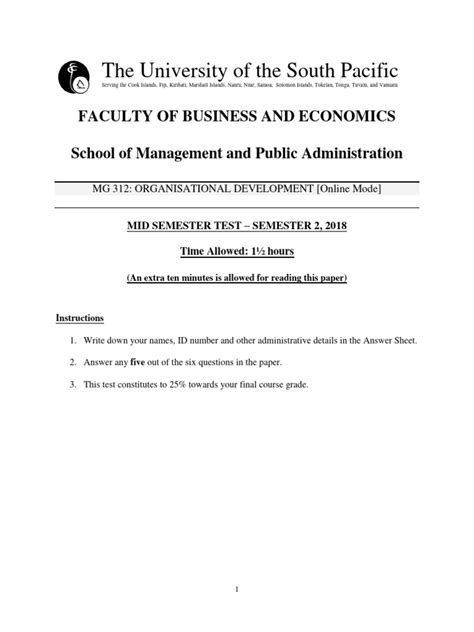 Mid Semester Test Qp Pdf