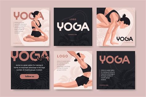 Premium Vector Yoga Instagram Posts Collection