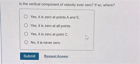 Solved Is The Vertical Component Of Velocity Ever Zero If Chegg