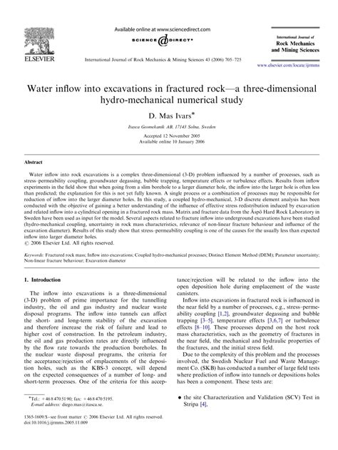 Pdf Water Inflow Into Excavations In Fractured Rock—a Three