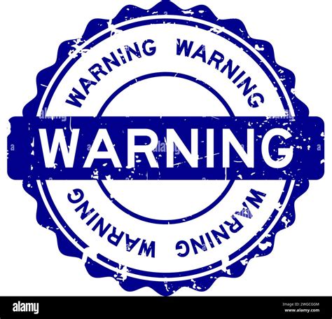 Grunge Blue Warning Word Round Rubber Seal Stamp On White Background