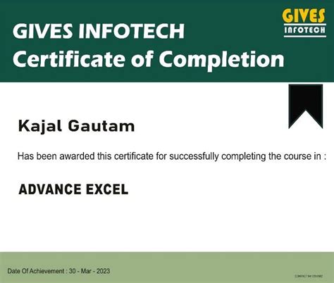 Kajal Gautam On Linkedin Excel Advanceexcel Certificateofcompletion