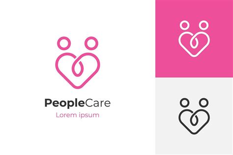 Health Heart Icon And People Love Care Logo Design For Charity And