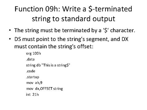 INT H Dos Input Output Instructions Objectives