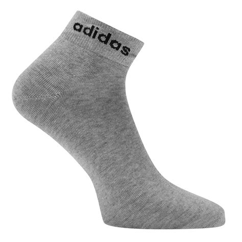 Adidas Linear Ankle Cushioned Socks 3 Pairs Black Wht Grey