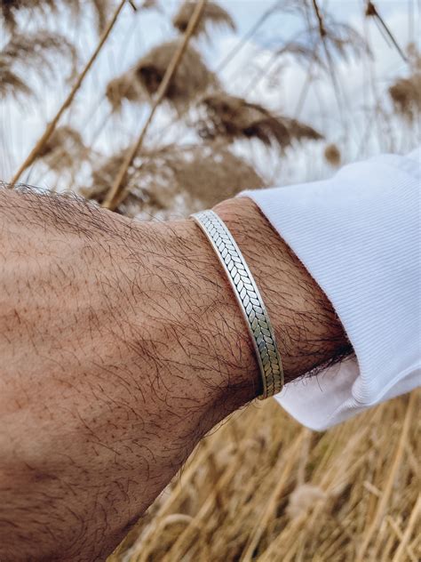 Mens Bracelet Bangle Bracelet Men Silver Bangle Etsy