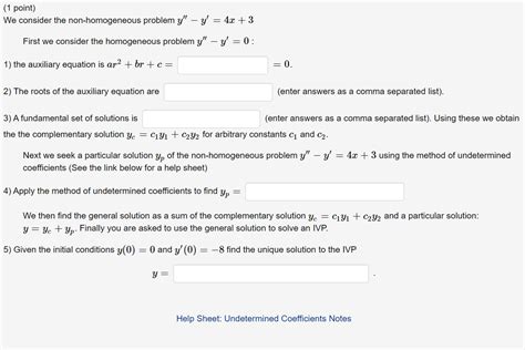 Solved 1 Point We Consider The Non Homogeneous Problem