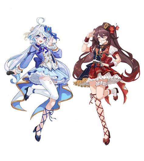 Hu Tao And Furina Genshin Impact Drawn By Dasha Danbooru