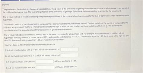 Solved The P Value And The Level Of Significance Are Chegg