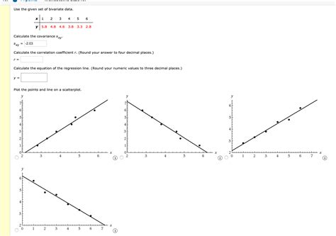 Solved Use The Given Set Of Bivariate Data 1 2 3 4 5 6 Y58