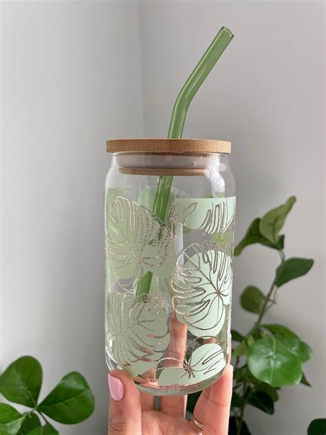 Monstera Leaf Beer Can Glass Iced Coffee Glass Can Beer Can Etsy