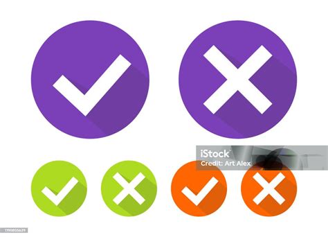 마크 아이콘 세트를 확인합니다 그림자가 있는 체크 표시 아이콘과 교차 체크표시 아이콘을 선택합니다 벡터 그림입니다 0명에 대한 스톡 벡터 아트 및 기타 이미지 Istock