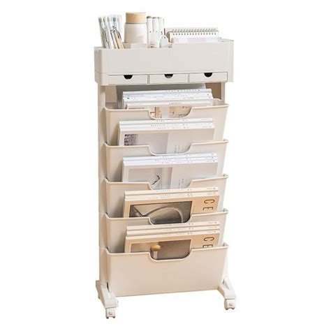 6 Tier Rolling Cart Open Bookcase And Bookshelf Mobile Bookshelf With