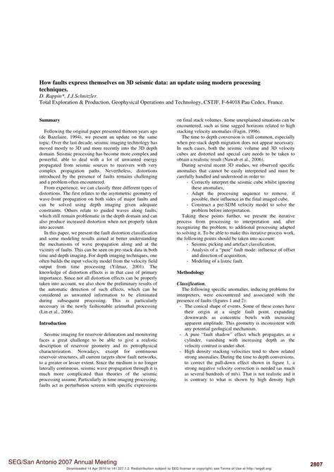Pdf How Faults Express Themselves On 3d Seismic Data An Update Using