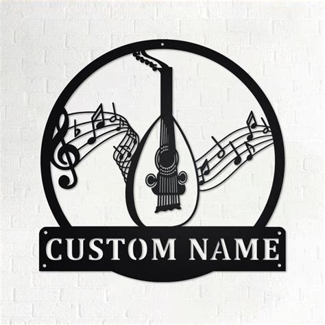 Custom Lute Musical Instrument Metal Wall Art Personalized Lute Name