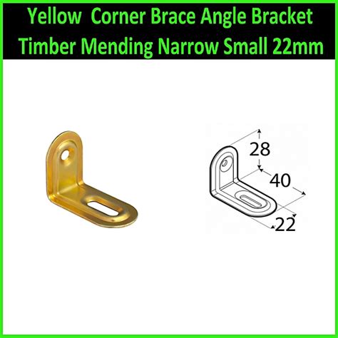 Yellow Corner Brace Angle Bracket Timber Mending Narrow Small 22mm