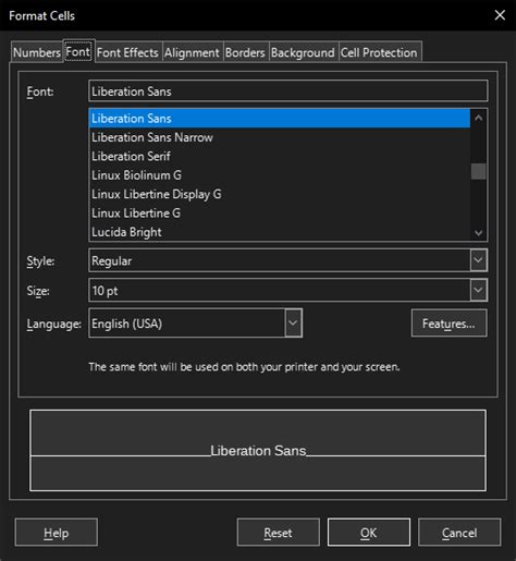 Calc Direct Cell Font Only Static — Ooo Development Tools 0500