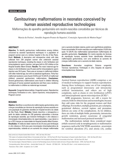 Pdf Genitourinary Malformations In Neonates Conceived By Human