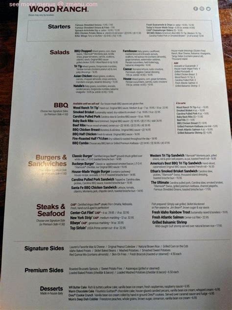 Online Menu Of Wood Ranch Bbq And Grill Restaurant Cerritos California