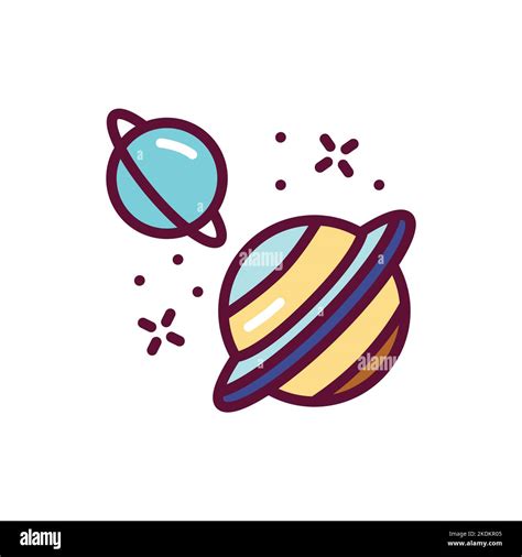 Uranus And Saturn Color Line Icon Pictogram For Web Page Mobile App Promo Stock Vector Image