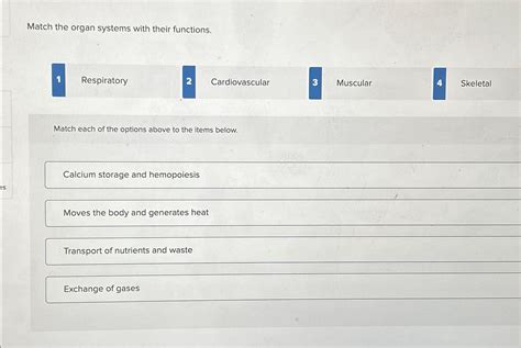 Solved Match The Organ Systems With Their Chegg