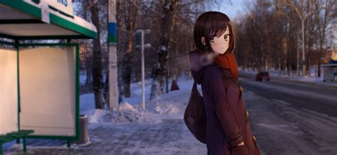 Wallpaper Anime Girls Snow 2848x1321 Ovenm87 1204549 Hd
