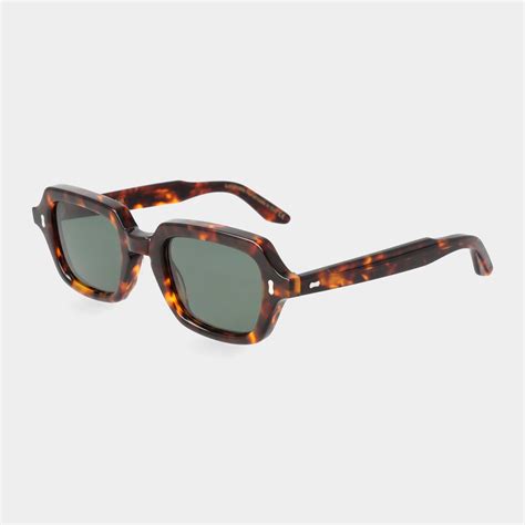 Square Tortoise Sunglasses With Green Lenses Oak Tbd Eyewear