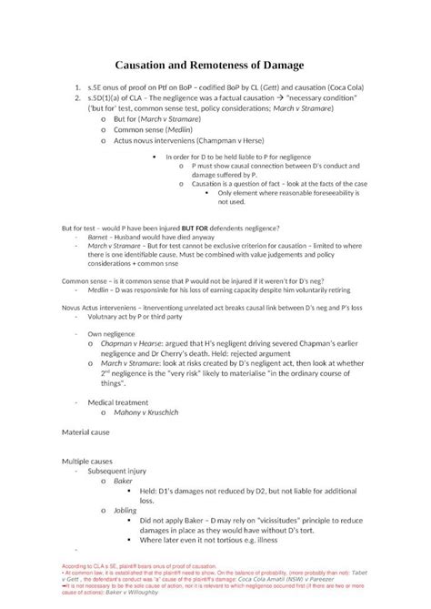 Docx 10 Causation And Remoteness Of Damage Dokumentips
