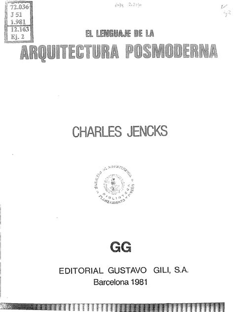 El Lenguaje De La Arquitectura Posmoderna Charles Jencks Pdf Diseño