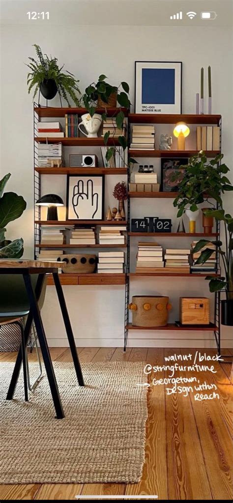 Walnut Black Wall Shelves By String Furniture