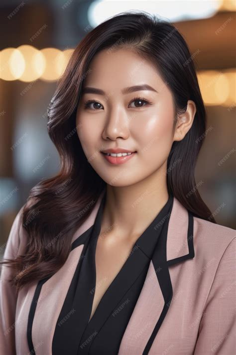 Premium Photo Portrait Of Successful Attractive Asian Female Entrepreneur