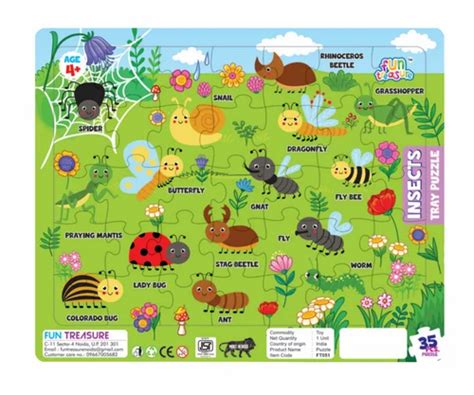 Cardboard Multicolor Fun Treasure Tray Puzzle Insects At Rs 75piece