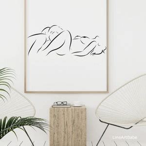 Erotic Line Art Minimalist Abstract Couple Making Love Oral Etsy