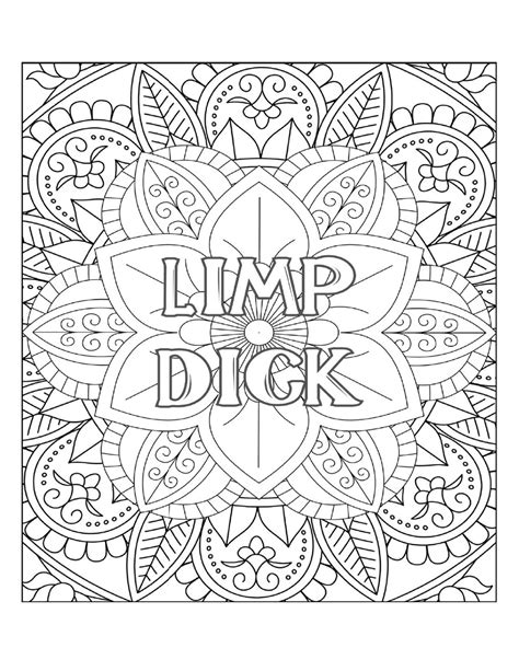 Limp Dick Swear Word Coloring Page For Adultsprintable Pdf Etsy