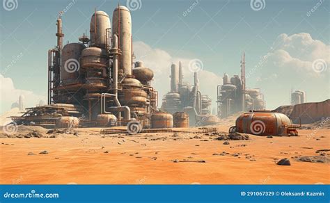 Futuristic Clean Energy Oil Refinery Stock Illustration Illustration