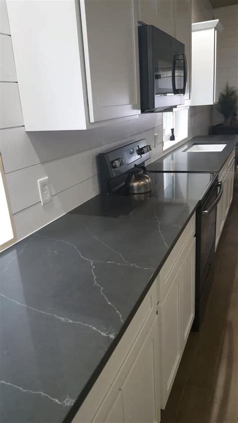 Corian Quartz Portoro White Kitchen Countertops
