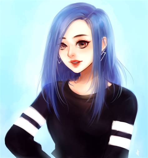 Фото Девушка с синими волосами By Ariuemi