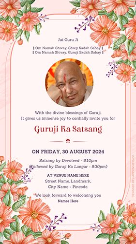 Guruji Satsang Invitation Card Maker Online Happy Invites