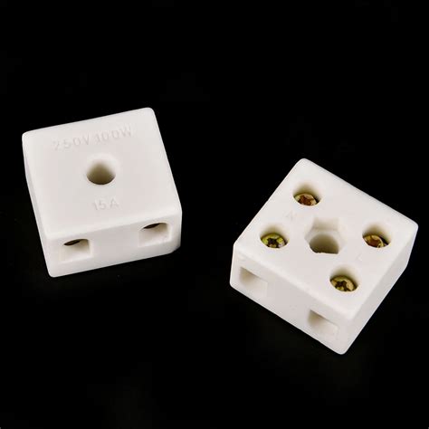 5 Pcs Ceramic Terminal Block 10a 2w4h 2 Way 4 Hole Connector Porcelain