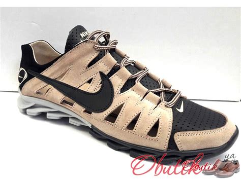 Obutik - Кроссовки мужские летние кожаные Nike черные, бежевые NI0121 ...