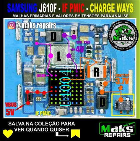 Boardview Samsung J6 J610 malhas VBUS VBattery e VPH PWR para análise