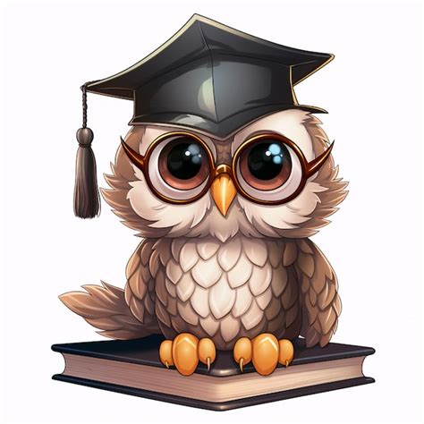 Premium Photo Watercolorstyle Owl Donning A Graduate Cap Sitting On A