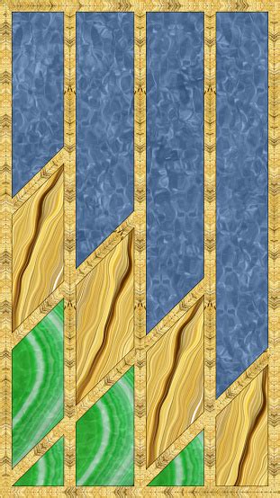 현대 모자이크 인레이 스테인드 글라스 스타일로 일러스트레이션 아르 데코 배경 기하학적 패턴 대리석 질감과 황금 인공 석조 구조