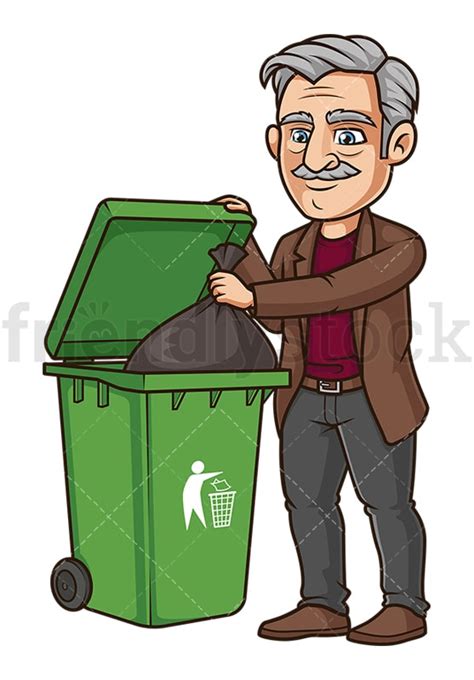 Man Taking Out Garbage Cartoon Clipart Vector Friendlystock