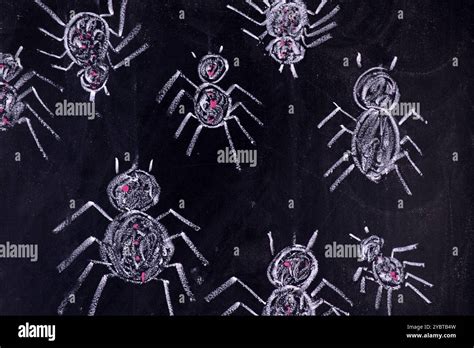 Graphic Representation With Chalk On The Blackboard Of Arachnophobia