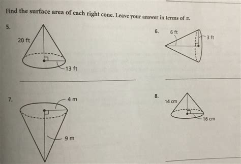 Solved Find The Surface Area Of Each Right Cone Leave Your Chegg