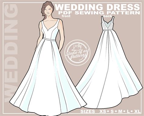 Pattern Wedding Dress Sewing Pattern Wedding Gown With Train Digital