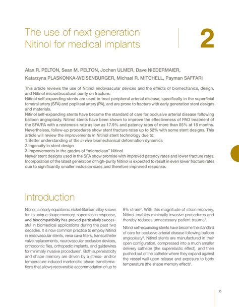 PDF The Use Of Next Generation Nitinol For Medical Implants
